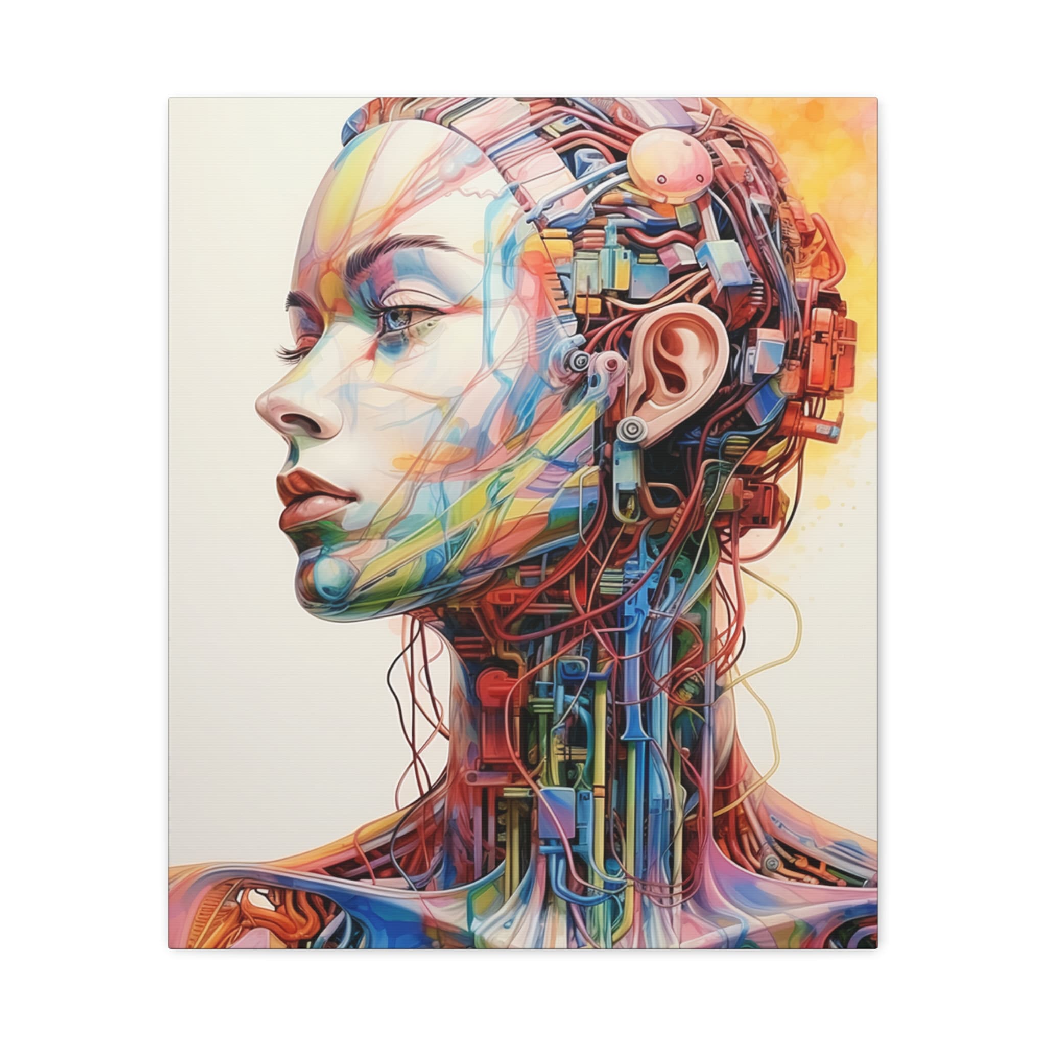 Deux Ex Canvas, Female Robot Art, Canvas AI Art, Half Human Half Robot ...