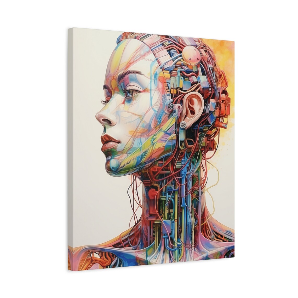 Deux Ex Canvas, Female Robot Art, Canvas AI Art, Half Human Half Robot ...