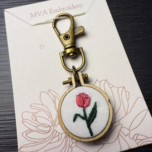 Mini Embroidery Tulip Keychain - Etsy