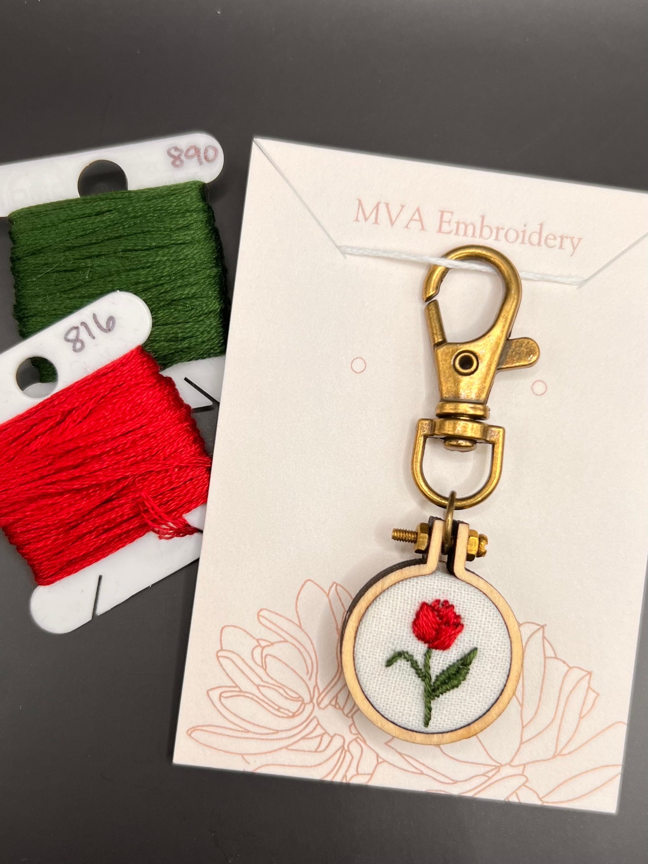 Mini Embroidery Tulip Keychain - Etsy