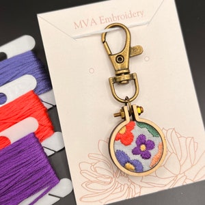 Mini Embroidery Keychain - Etsy