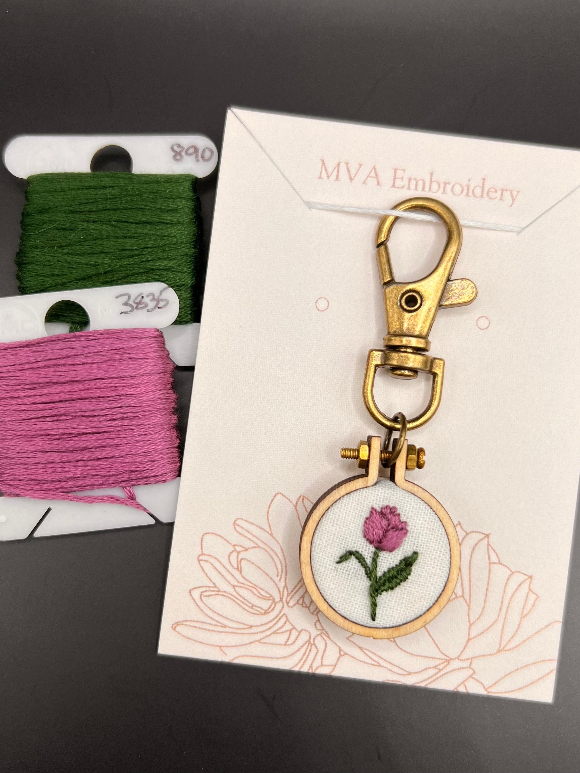 Mini Embroidery Tulip Keychain - Etsy