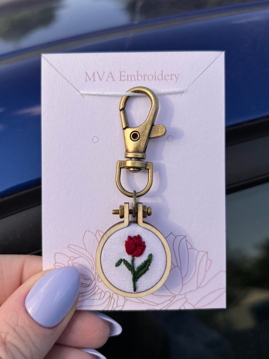 Mini Embroidery Tulip Keychain - Etsy