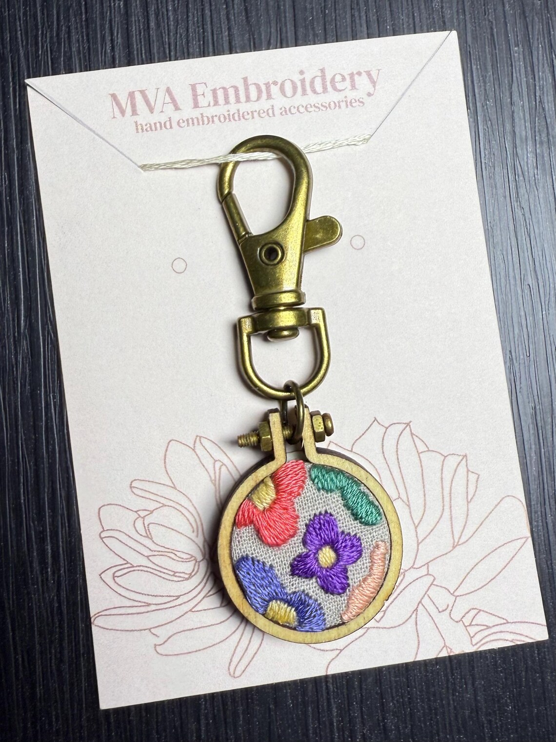 Hand Embroidered Groovy Flowers Keychain | Bag Charm - Etsy