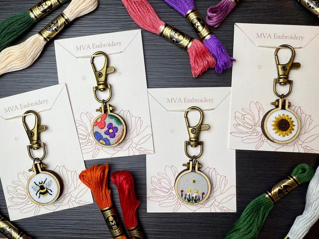 Mini Embroidery Keychain - Etsy