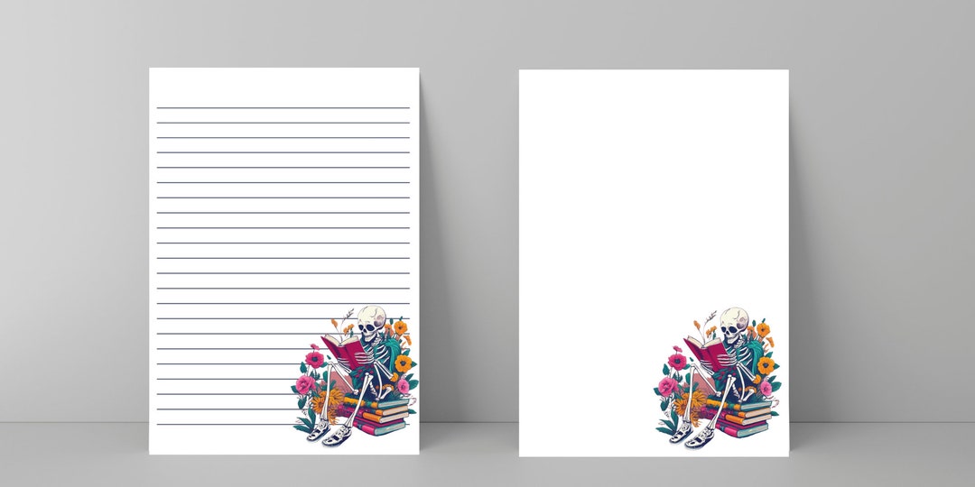Skeleton, Gothic Halloween, Printable Letter Writing Paper / A4, 8.5x11 ...