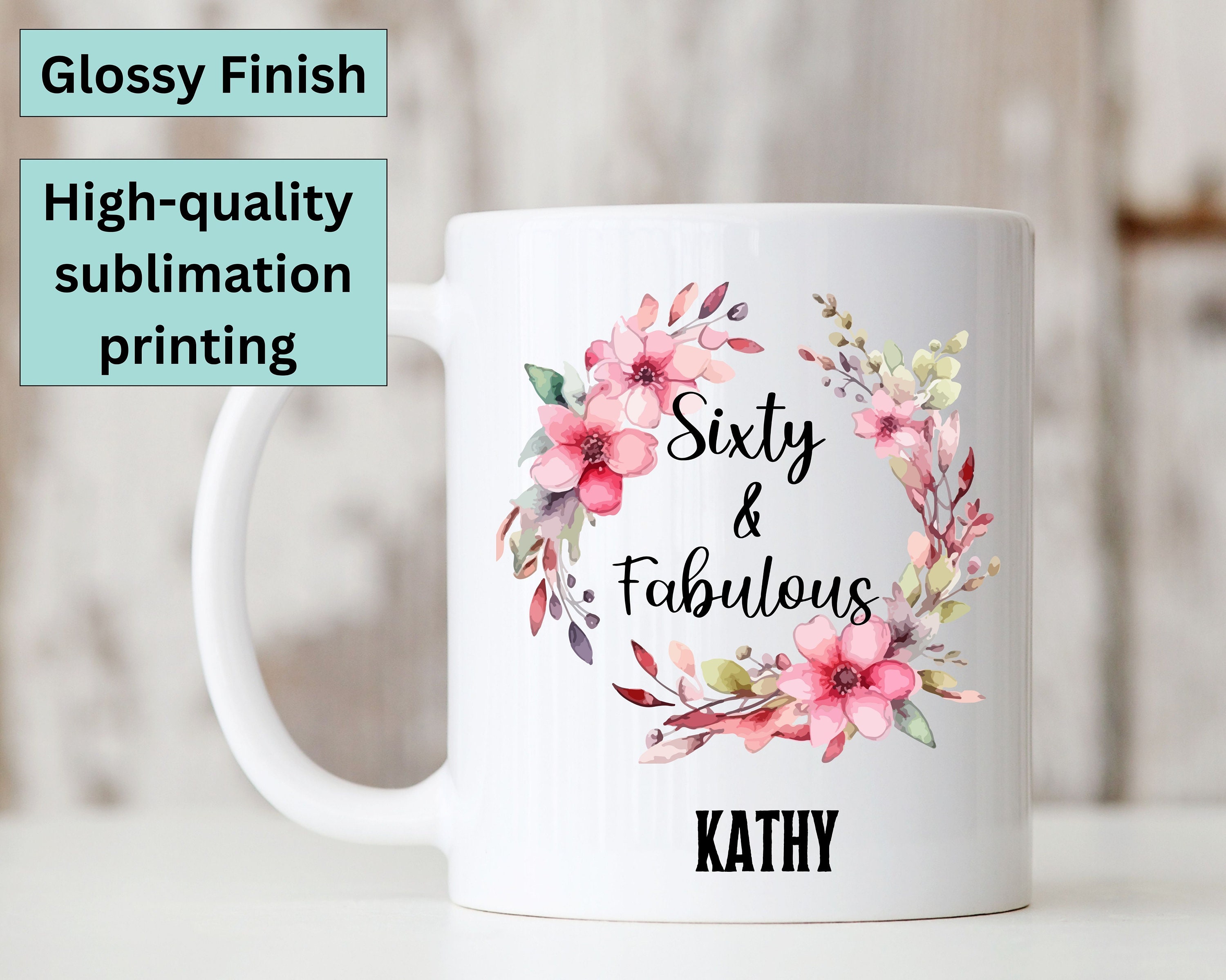 60th Birthday Mug,personalized Sixty Birthday Coffee Cup,custom Sixty ...