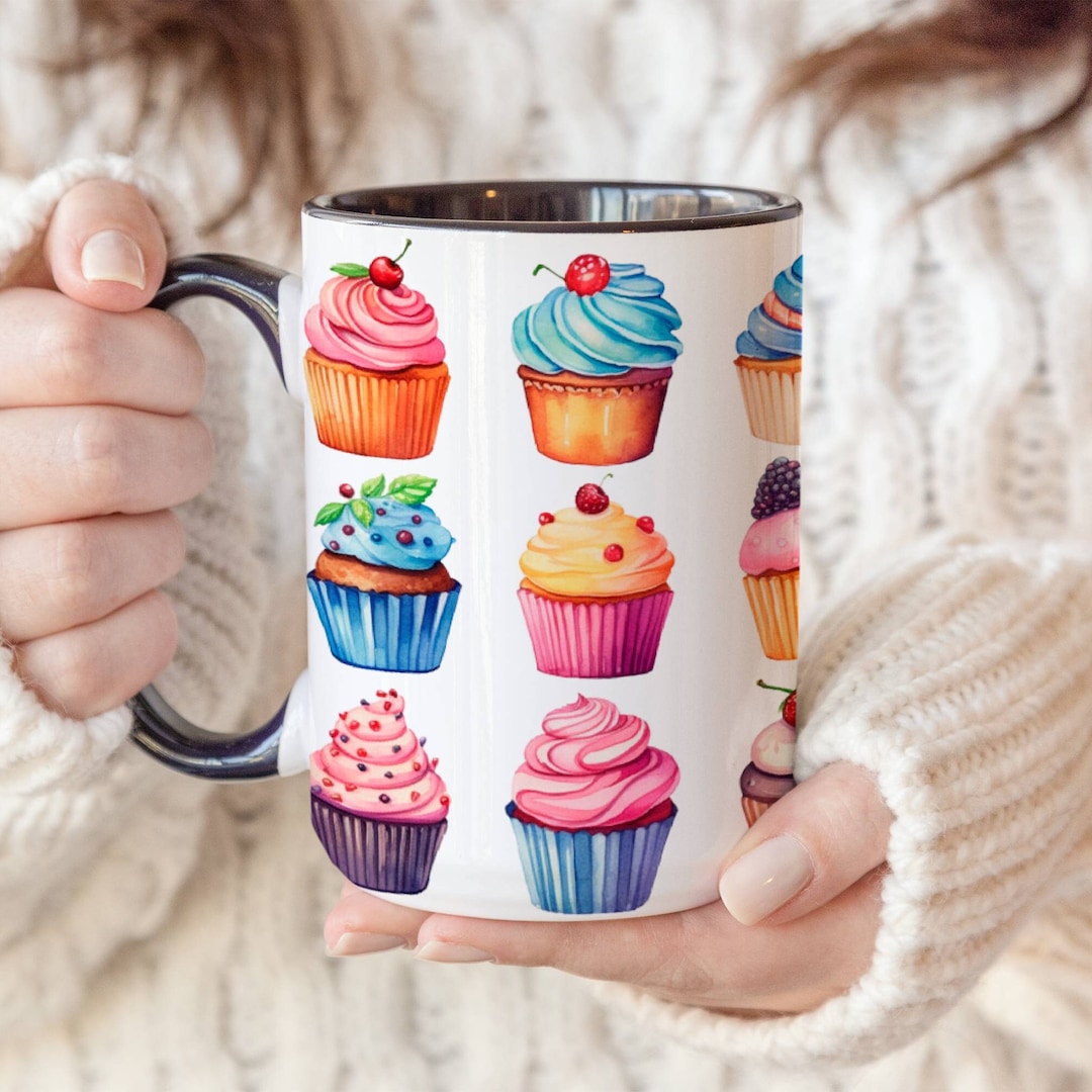 Beautiful Watercolor Cupcake Mug, Cupcake Lover Gift, Birthday Gift ...