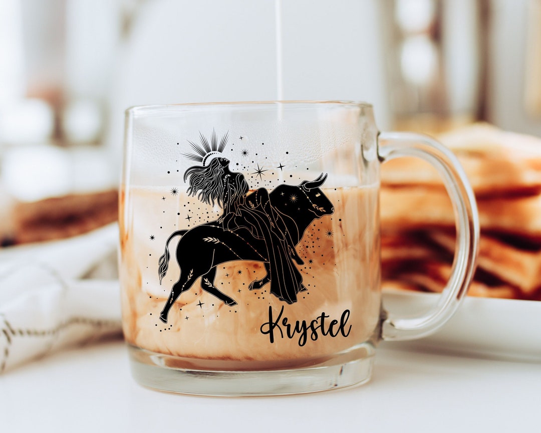 Taurus Glass Coffee Cup,custom Taurus Gift, Personalized Zodiac Gift ...