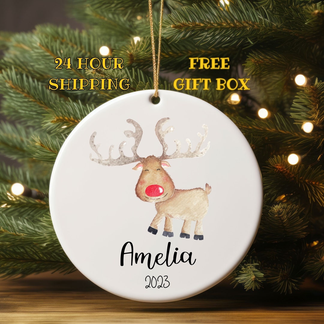Reindeer Christmas Ornament, Personalized Reindeer Ornament, Custom ...