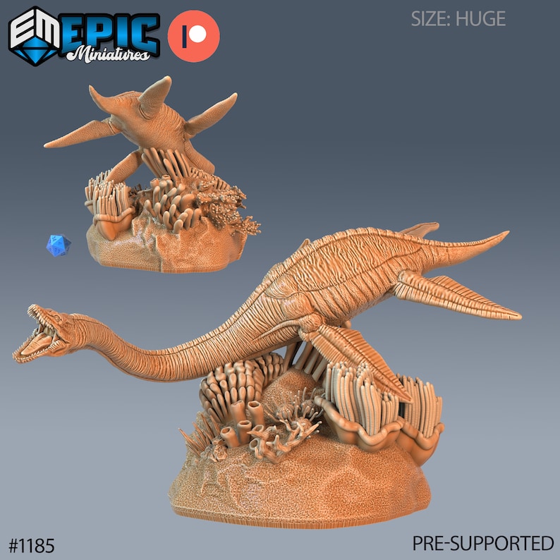 Plesiosaurus Dungeons and Dragons D&D 5e Huge Miniature Epic Miniatures ...