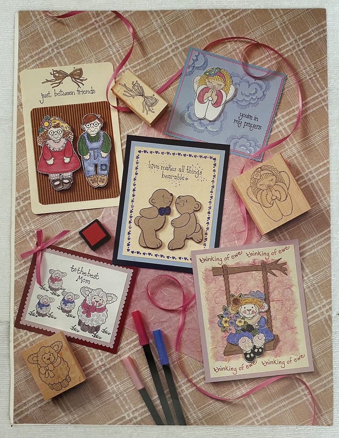 Vintage 1990s Azadi Hand Stamped Originals Rubber Stamp Card Creations ...