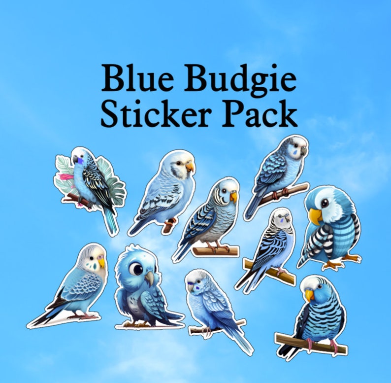 Blue Budgie Sticker Pack - Etsy