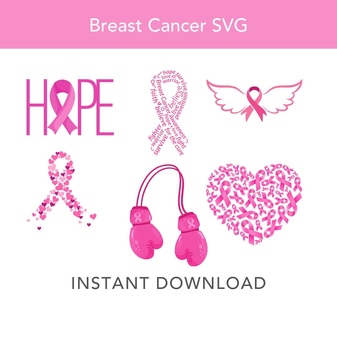 Breast Cancer Awareness SVG Bundle / Breast Cancer Downloads / Breast ...
