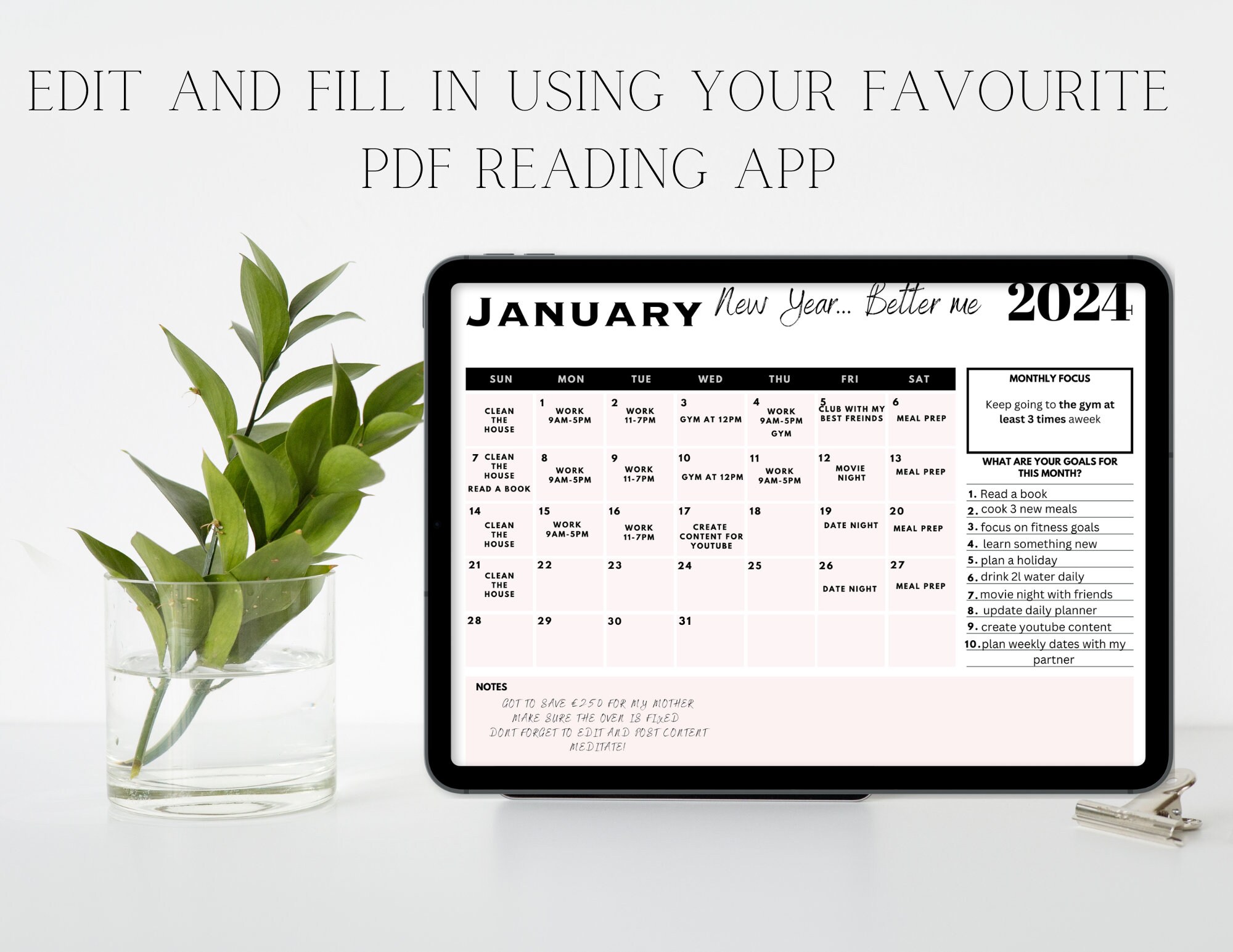 2024 Digital + Printable Full Year Calendar - Etsy