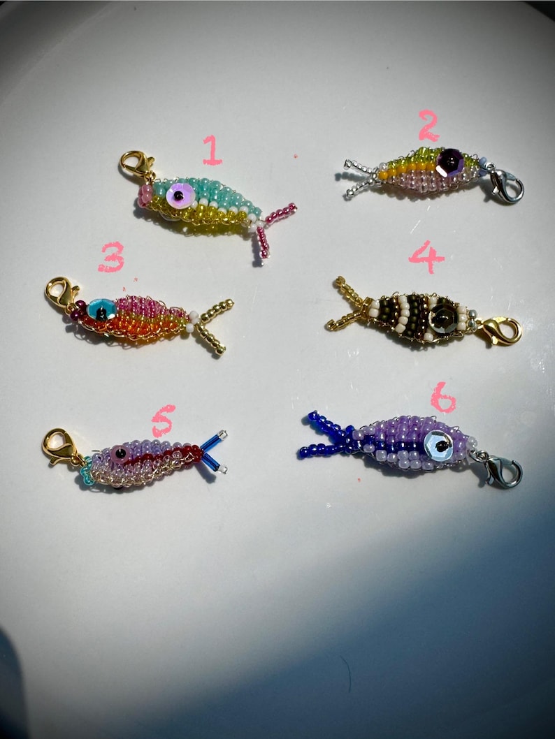 Beaded Fish Charms| Beaded Fish Keychain| Fish Charm Keychain| Beaded Fish Necklace Charm ...