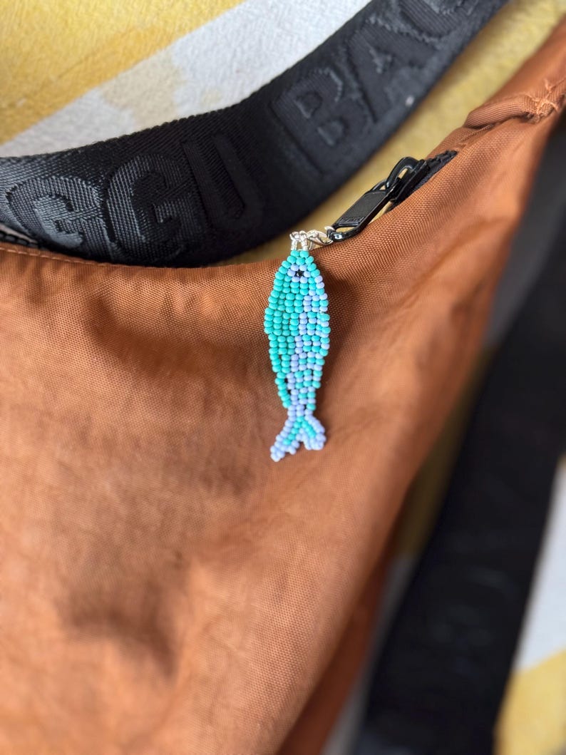 Handmade Beaded Fish Charm| Ocean-inspired Accessory for Bags ...