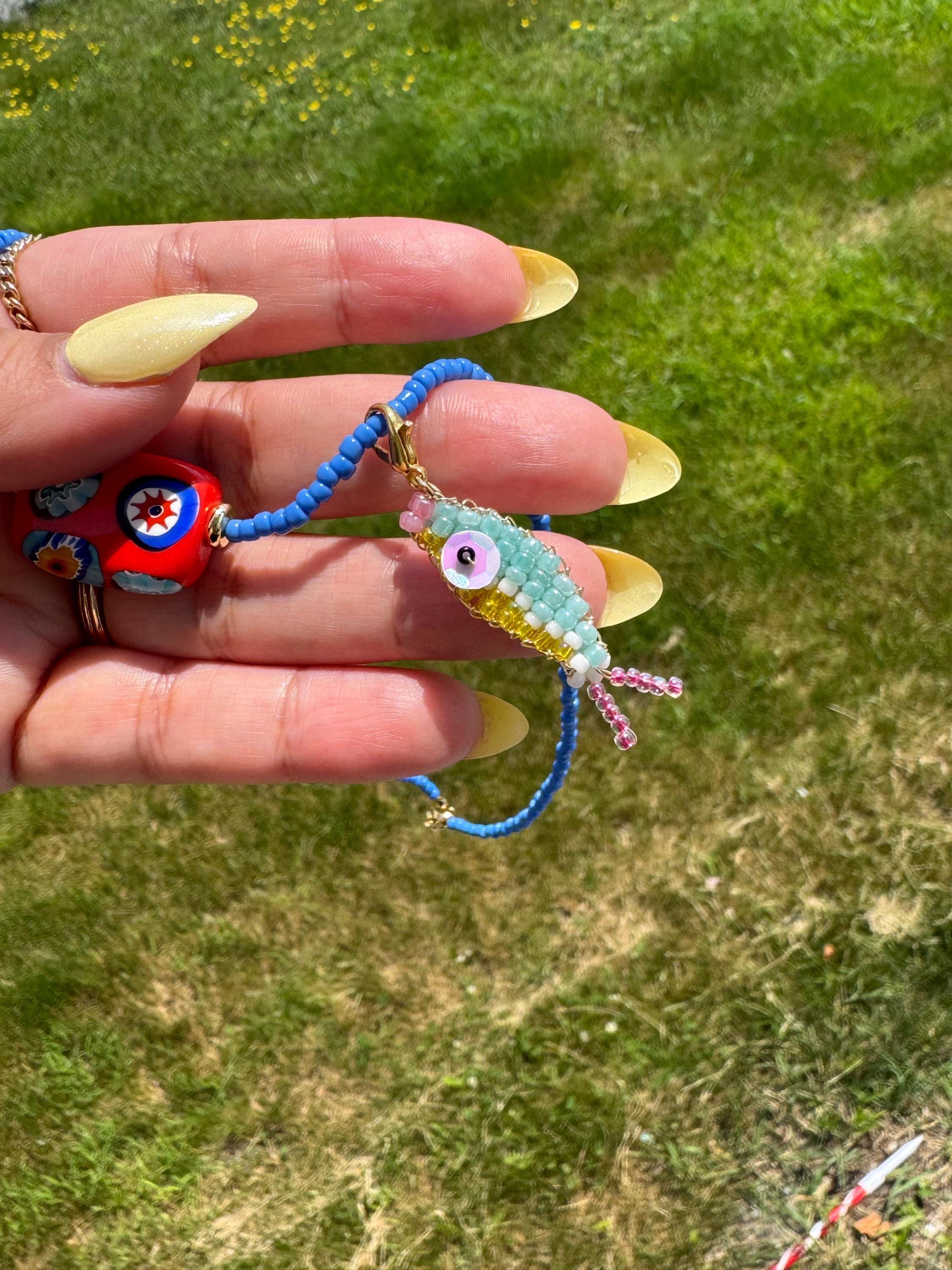 Beaded Fish Charms| Beaded Fish Keychain| Fish Charm Keychain| Beaded ...