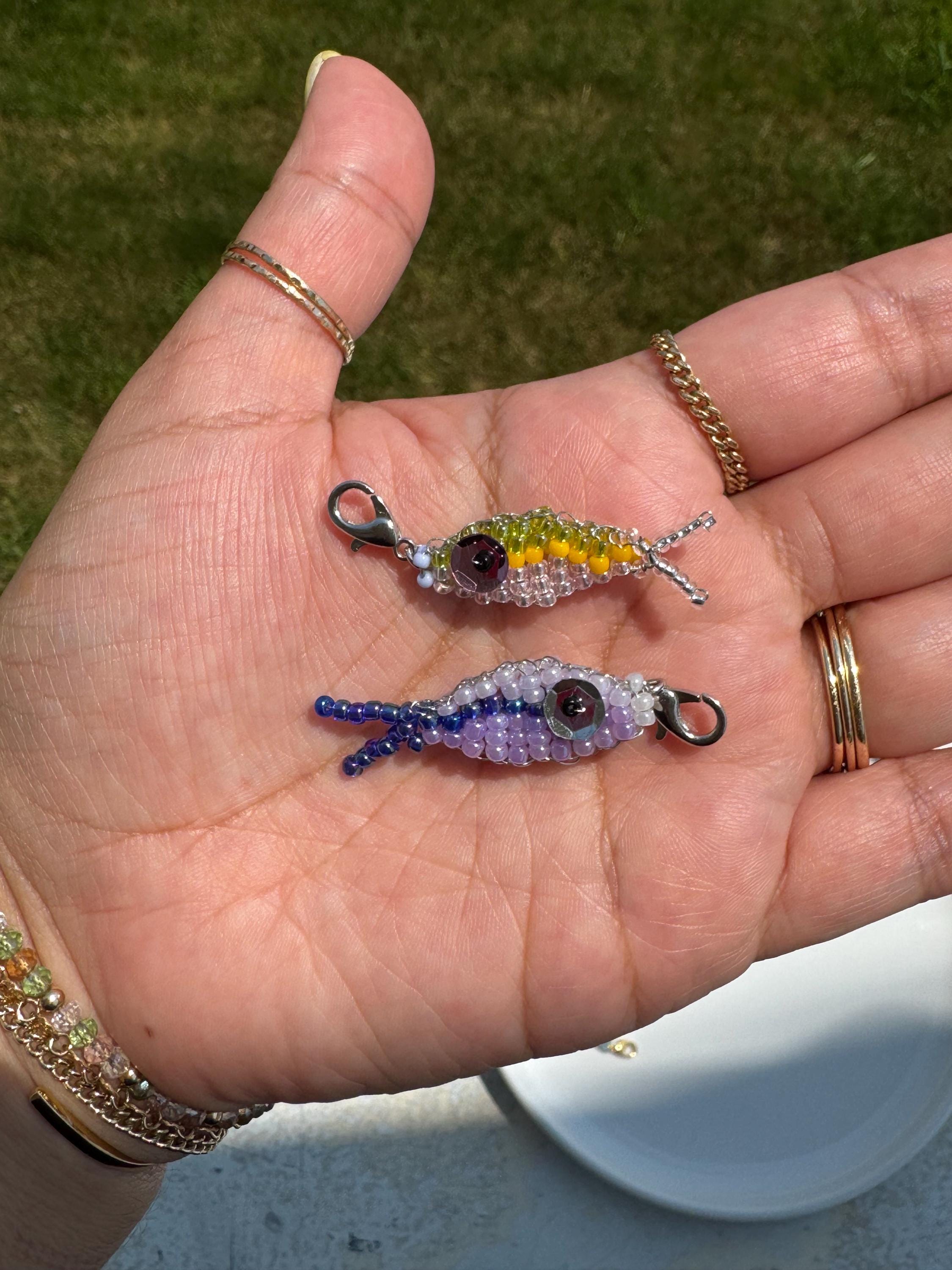 Beaded Fish Charms| Beaded Fish Keychain| Fish Charm Keychain| Beaded ...