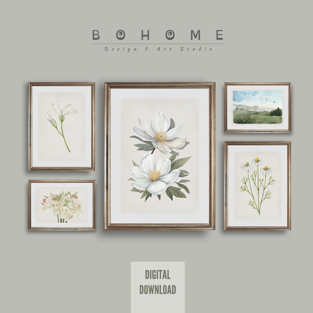 Vintage Flower Painting Set: Farmhouse Wall Art (digital Download) - Etsy