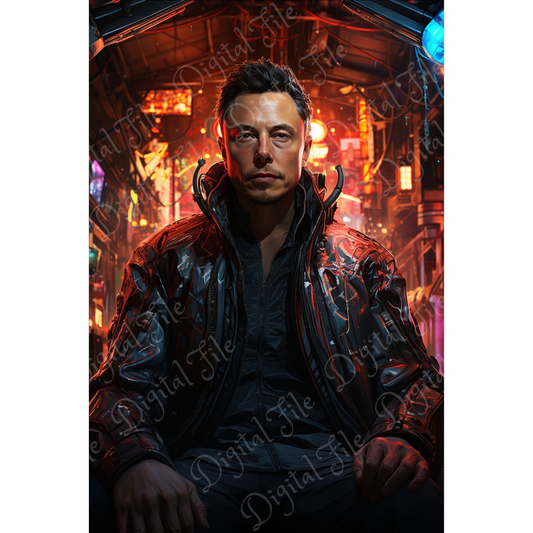 Elon Musk Wall Decor Elon Musk Cyberpunk Poster Elon Musk In Etsy 