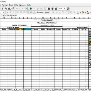2025 Tithe Spreadsheet. SIMPLE, to the Point, Input Tithe Donations, Offerings, Bills, Year-end ...