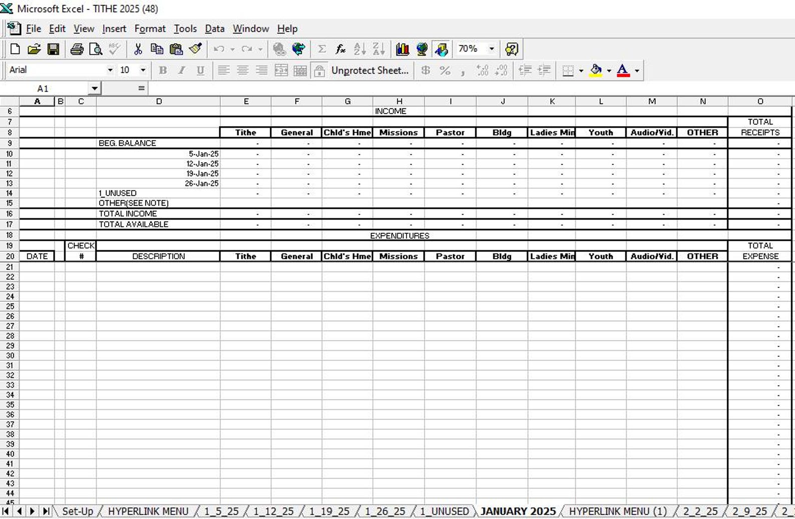 2023 Tithe Spreadsheet. SIMPLE, to the Point, Input Tithe Donations, Offerings, Bills, Year-end ...