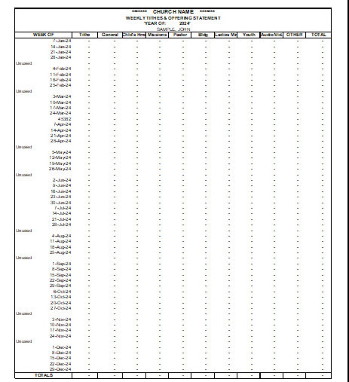 Tithe Spreadsheet. ** PREVIEW VERSION ** SIMPLE, Tithe Donations ...