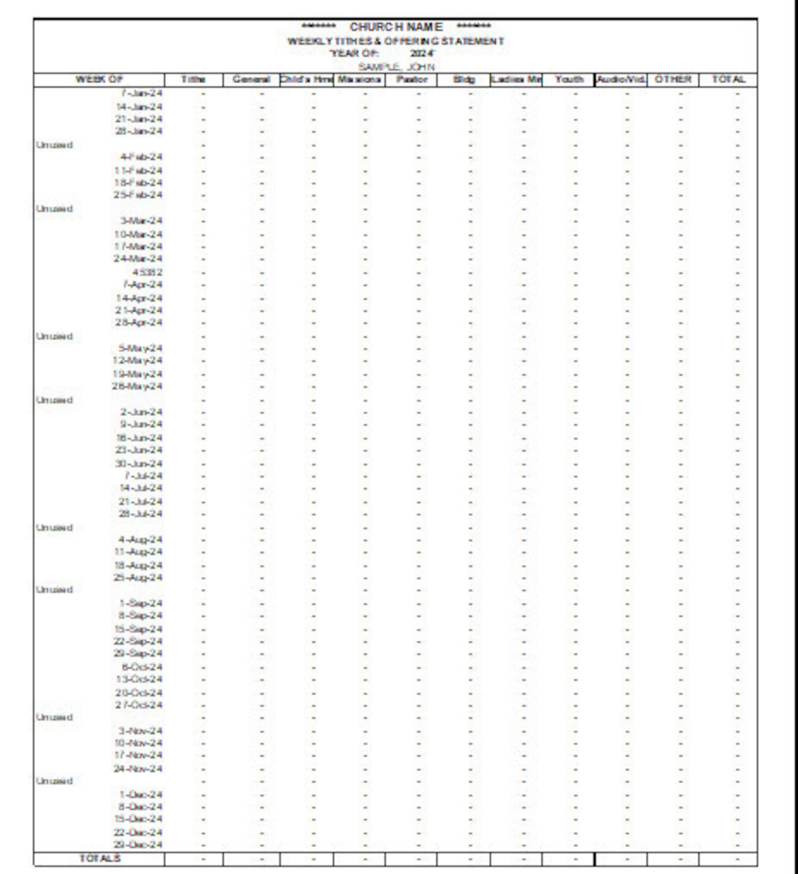 Tithe Spreadsheet. ** PREVIEW VERSION ** SIMPLE, Tithe Donations ...