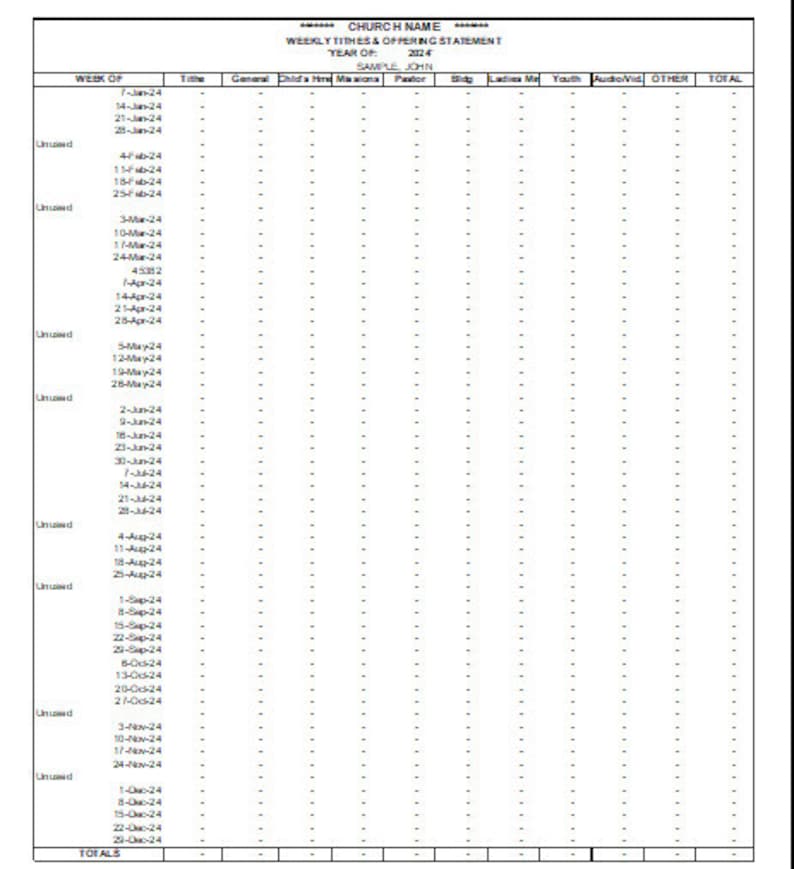 2024 Tithe Spreadsheet. SIMPLE, to the Point, Input Tithe Donations ...