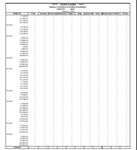 2024 Tithe Spreadsheet. SIMPLE, to the Point, Input Tithe Donations ...