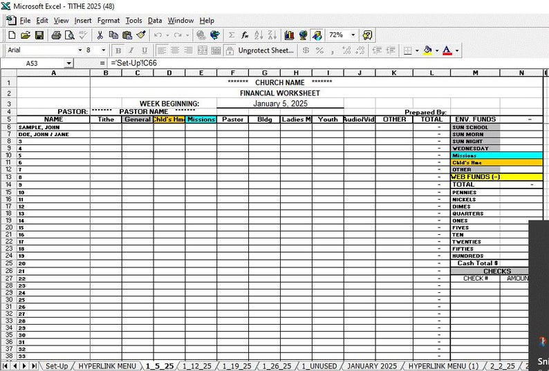 New 2026 Tithe Spreadsheet. SIMPLE, to the Point, Input Tithe Donations ...