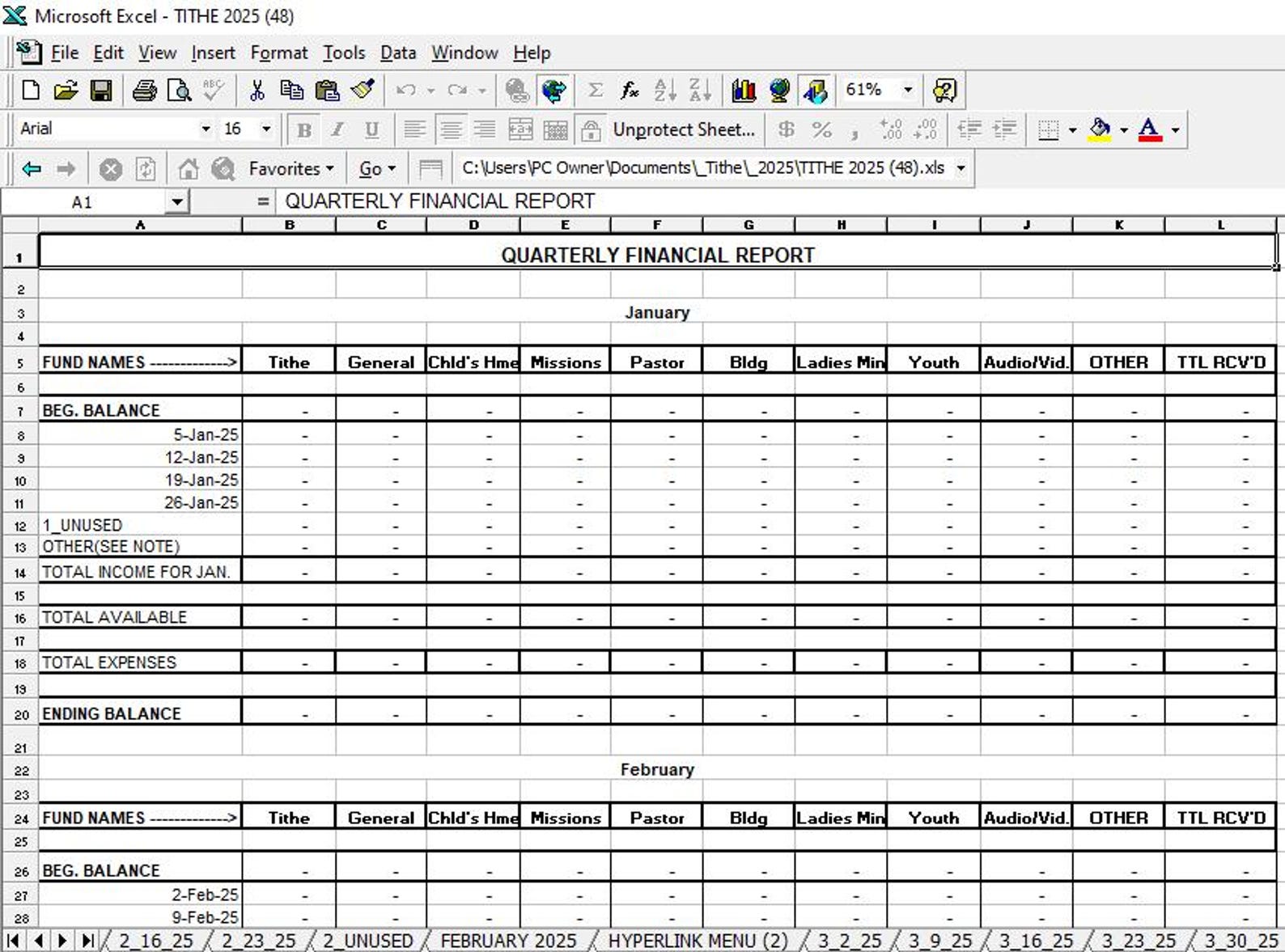2023 Tithe Spreadsheet. SIMPLE, to the Point, Input Tithe Donations, Offerings, Bills, Year-end ...