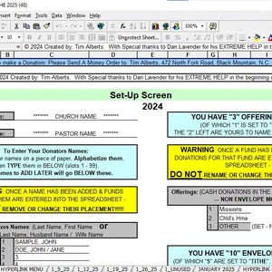 2025 Tithe Spreadsheet. SIMPLE, to the Point, Input Tithe Donations, Offerings, Bills, Year-end ...