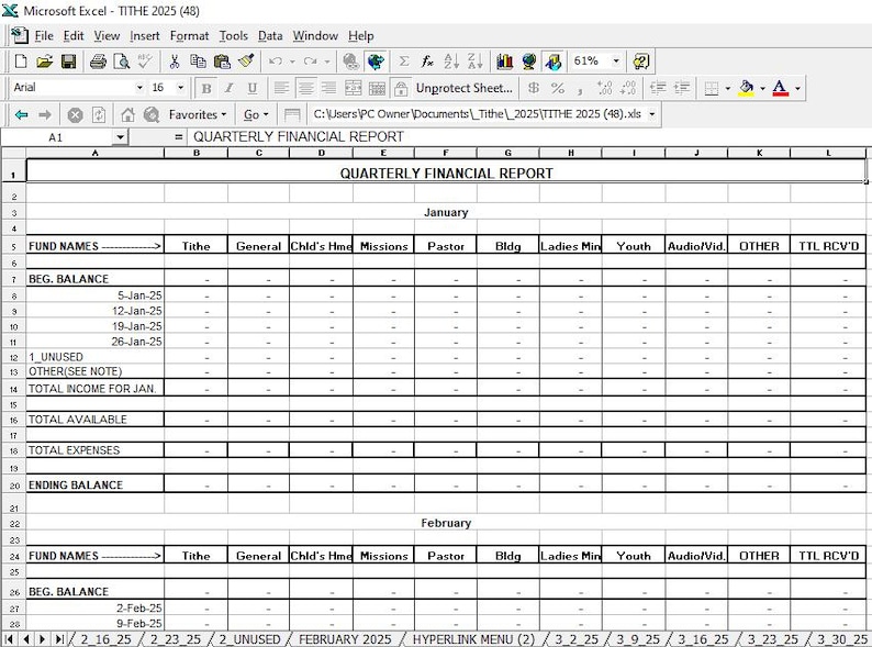 New 2025 Tithe Spreadsheet. SIMPLE, to the Point, Input Tithe Donations ...