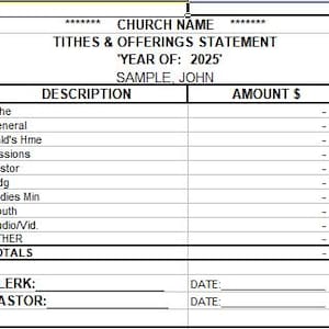 New 2025 Tithe Spreadsheet. SIMPLE, to the Point, Input Tithe Donations ...