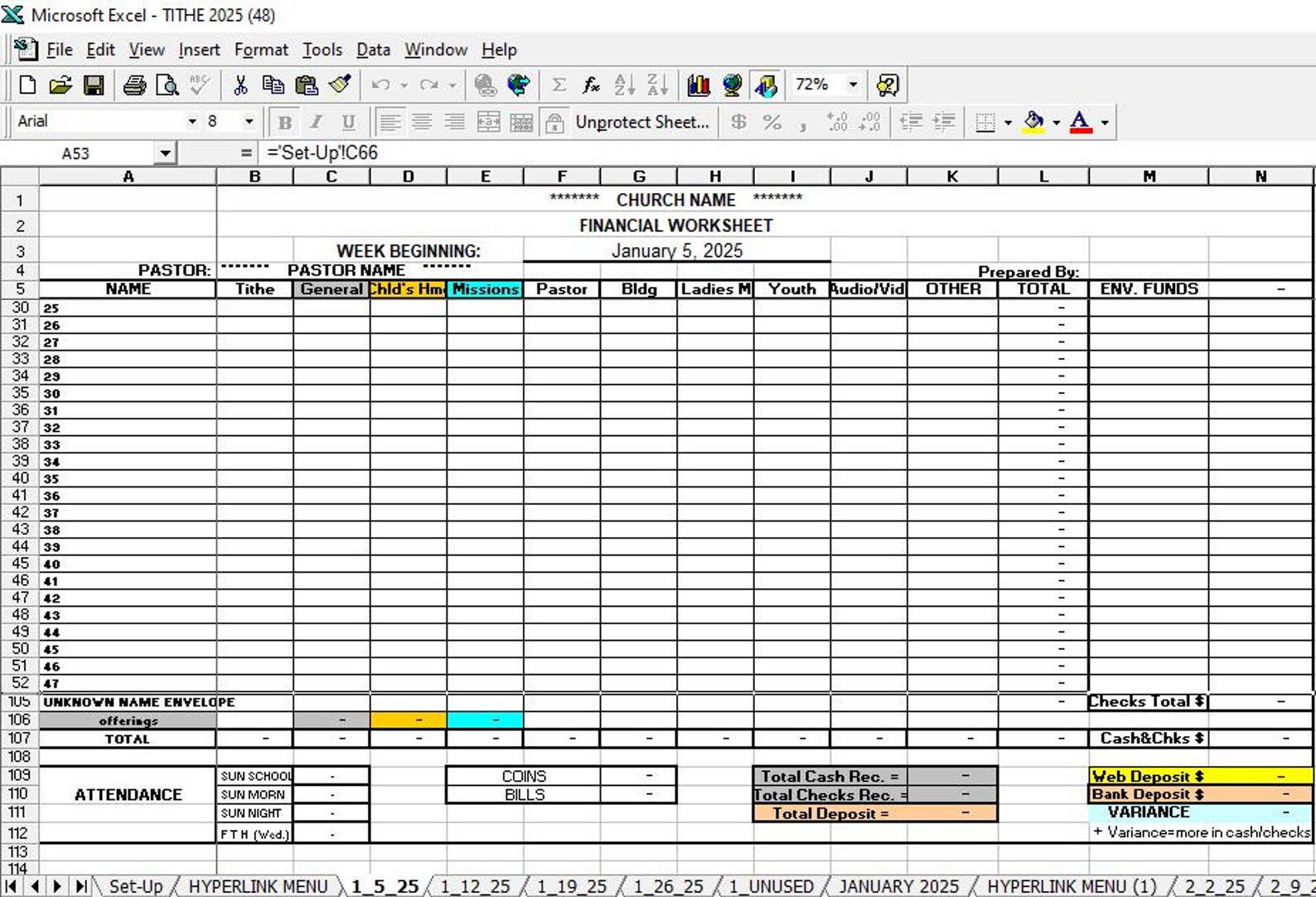 New 2025 Tithe Spreadsheet. SIMPLE, to the Point, Input Tithe Donations ...