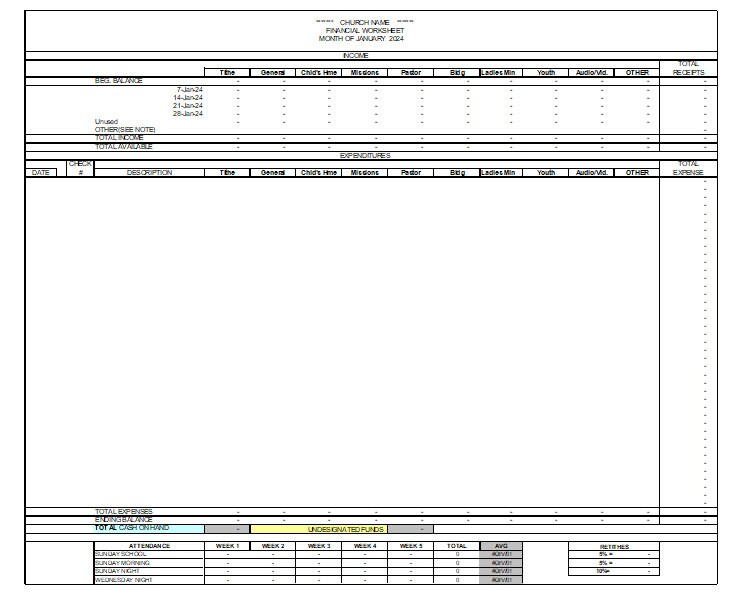 2024 Tithe Spreadsheet. SIMPLE, to the Point, Input Tithe Donations ...