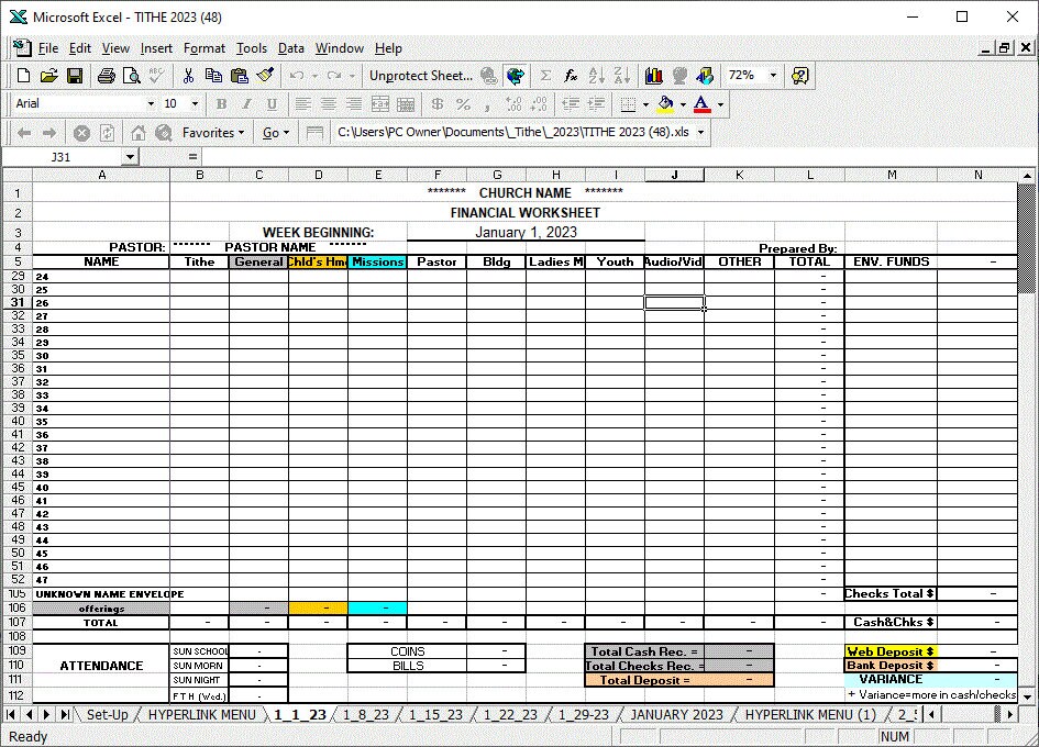 Tithe Spreadsheet. ** PREVIEW VERSION ** SIMPLE, Tithe Donations ...