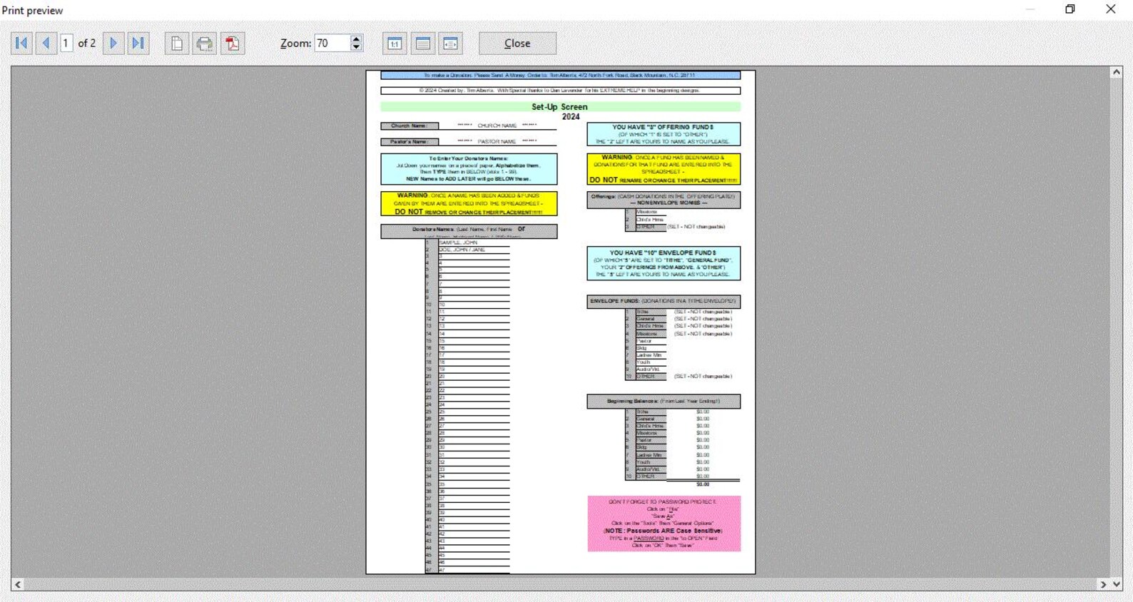 2023 Tithe Spreadsheet. SIMPLE, to the Point, Input Tithe Donations, Offerings, Bills, Year-end ...