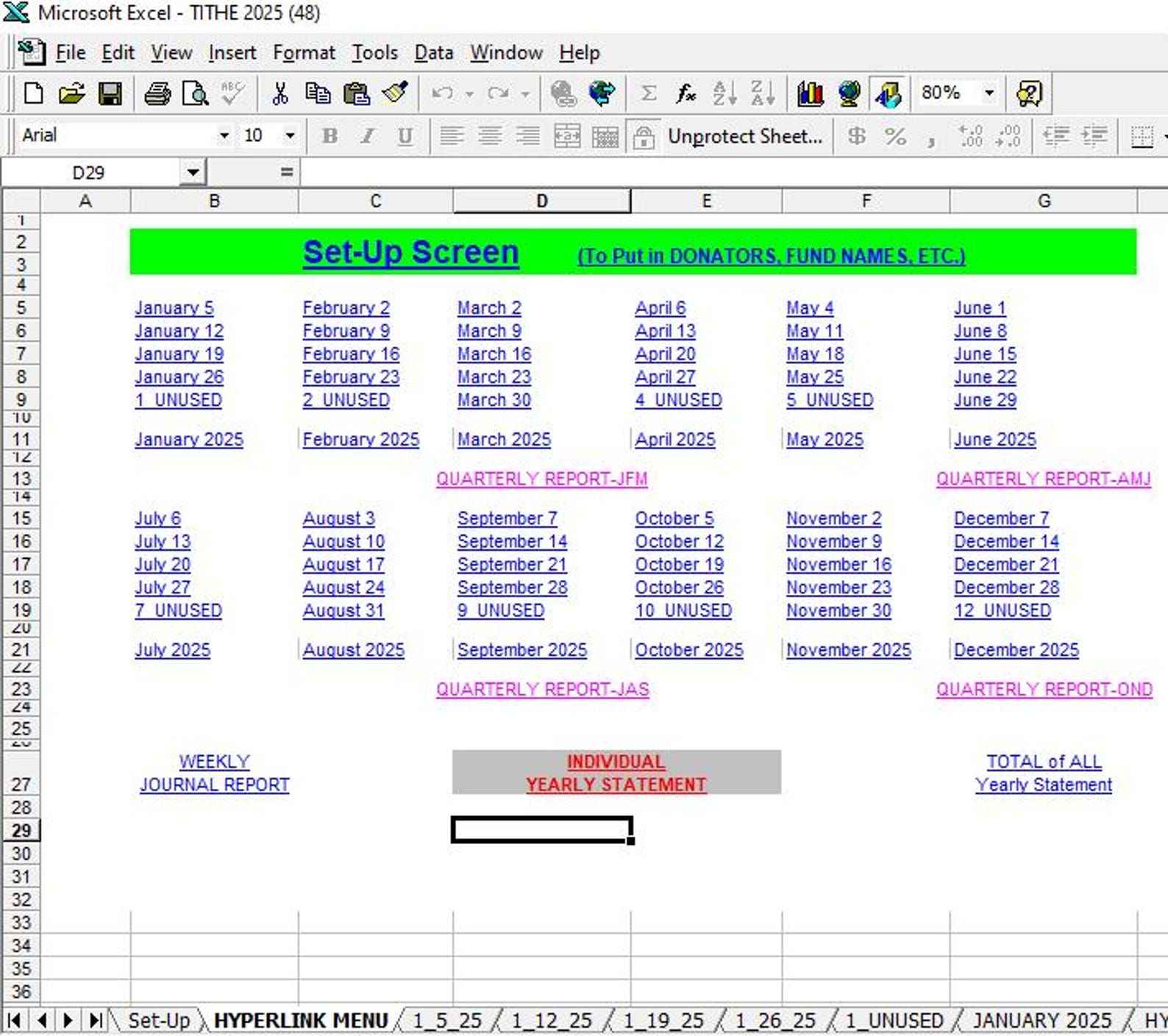 New 2025 Tithe Spreadsheet. SIMPLE, to the Point, Input Tithe Donations ...