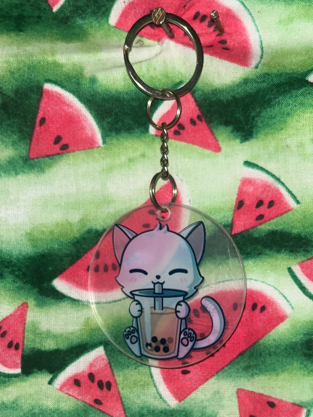 Boba Cat Keychain - Etsy