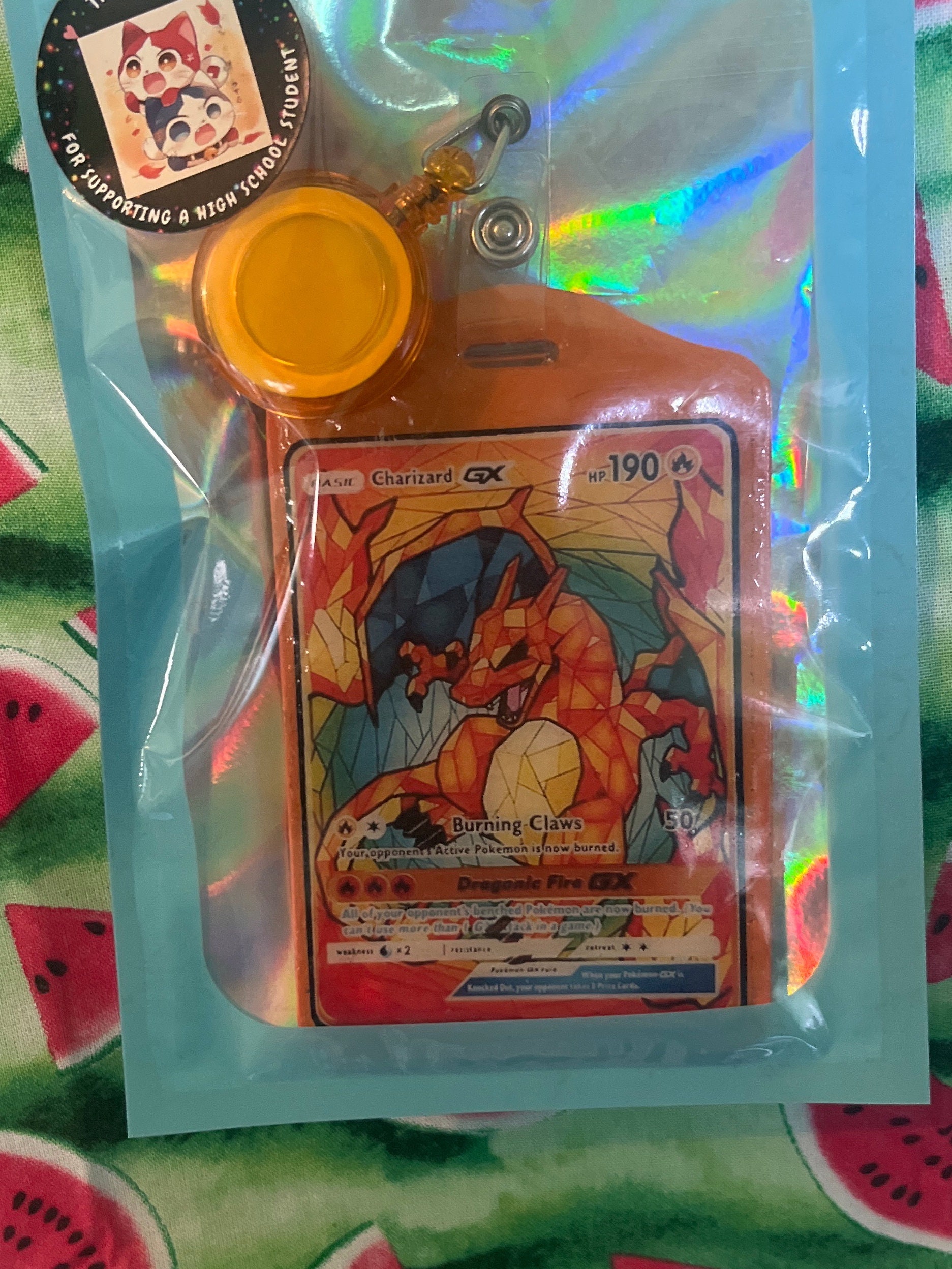 Charizard Badge Holder With Retractable Clip Work School Identification ...