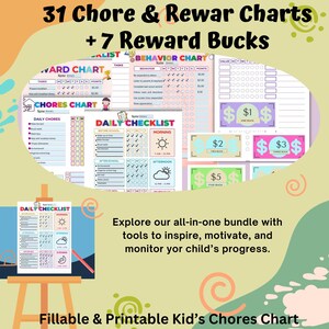 Editable Chore Chart for Kids, Printable Kids Routine Chart Printable ...