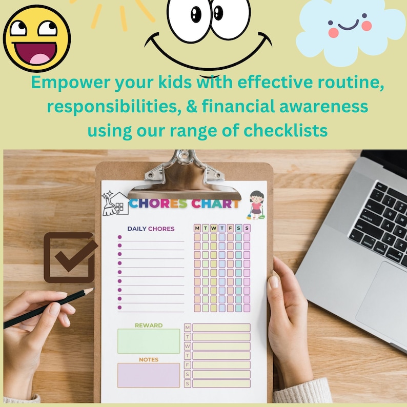 Editable Chore Chart for Kids, Printable Kids Routine Chart Printable ...