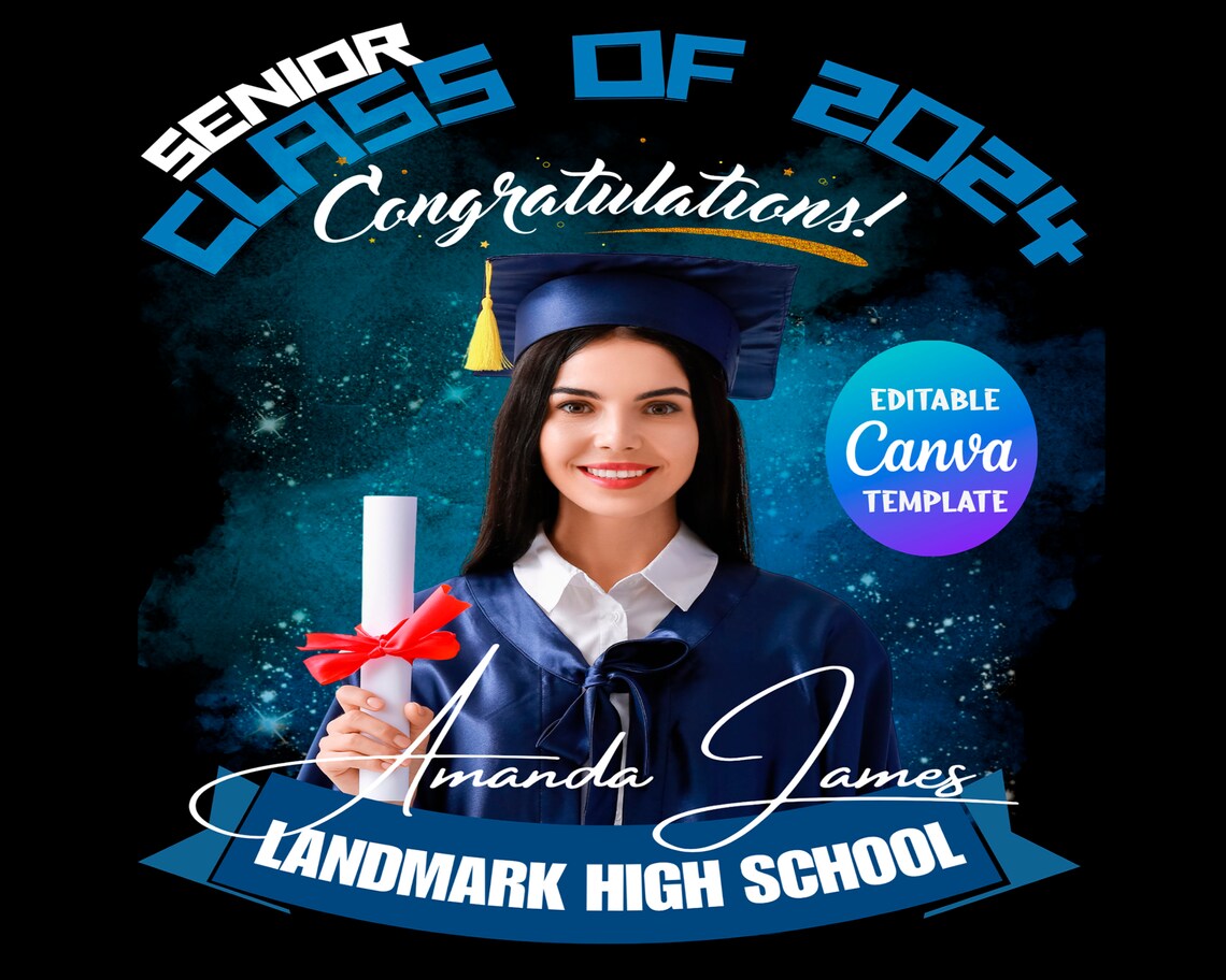 Class of 2024 Graduation Canva Template, Graduation Svg, Graduation Png ...