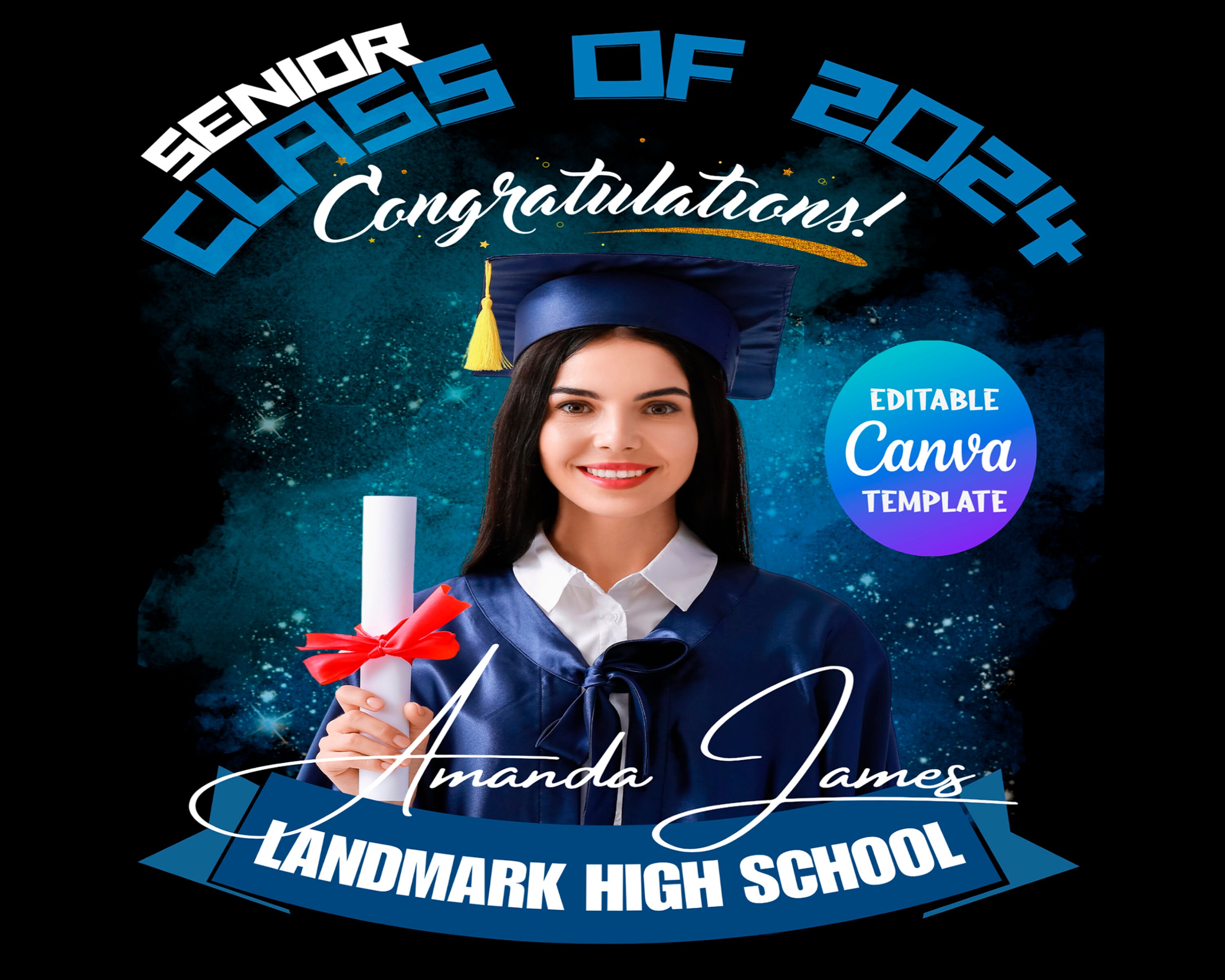 Class of 2024 Graduation Canva Template, Graduation Svg, Graduation Png ...