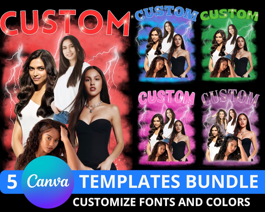 Custom Bootleg Rap Canva Template Bundle, 5 Editable Bootleg Canva ...