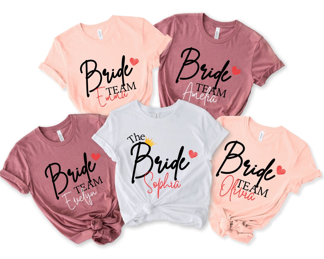 Custom Team Bride Tshirts, Bachelorette Matching Party Shirt, Custom ...