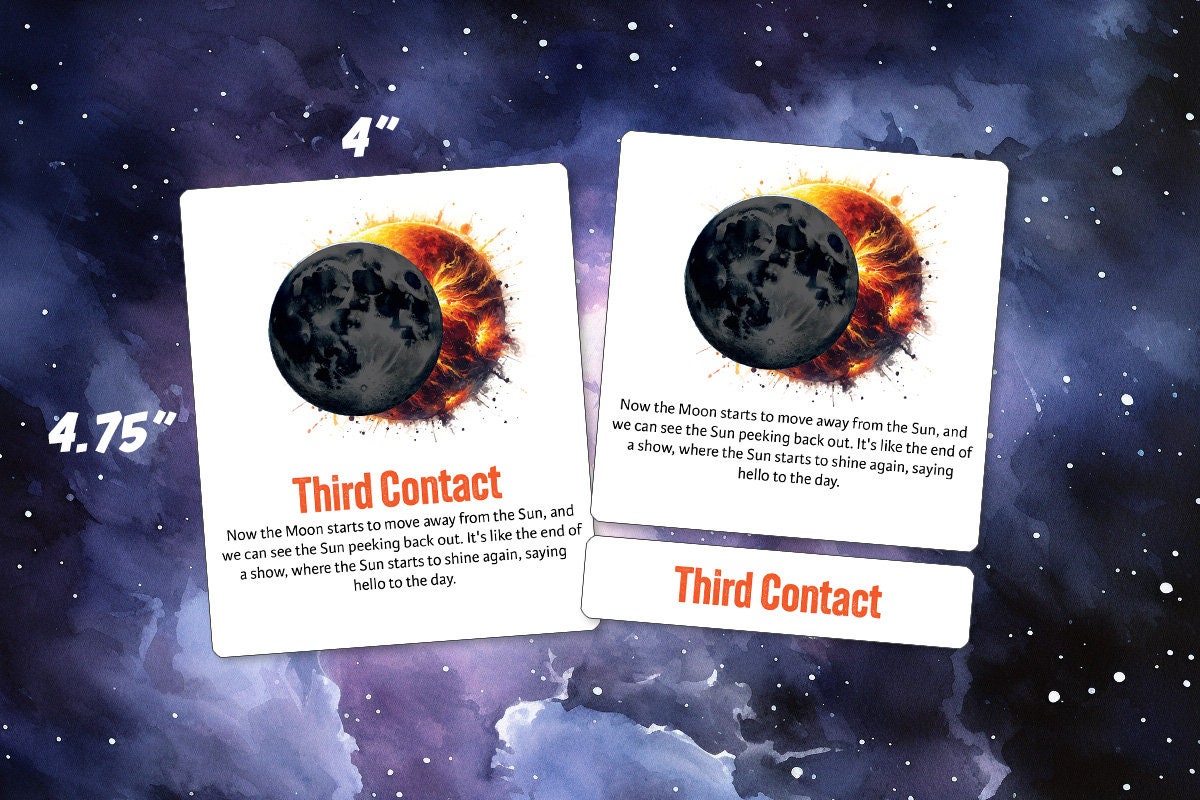 SOLAR ECLIPSE Flash Cards, Sun, Moon, Earth, Solar System, Space ...